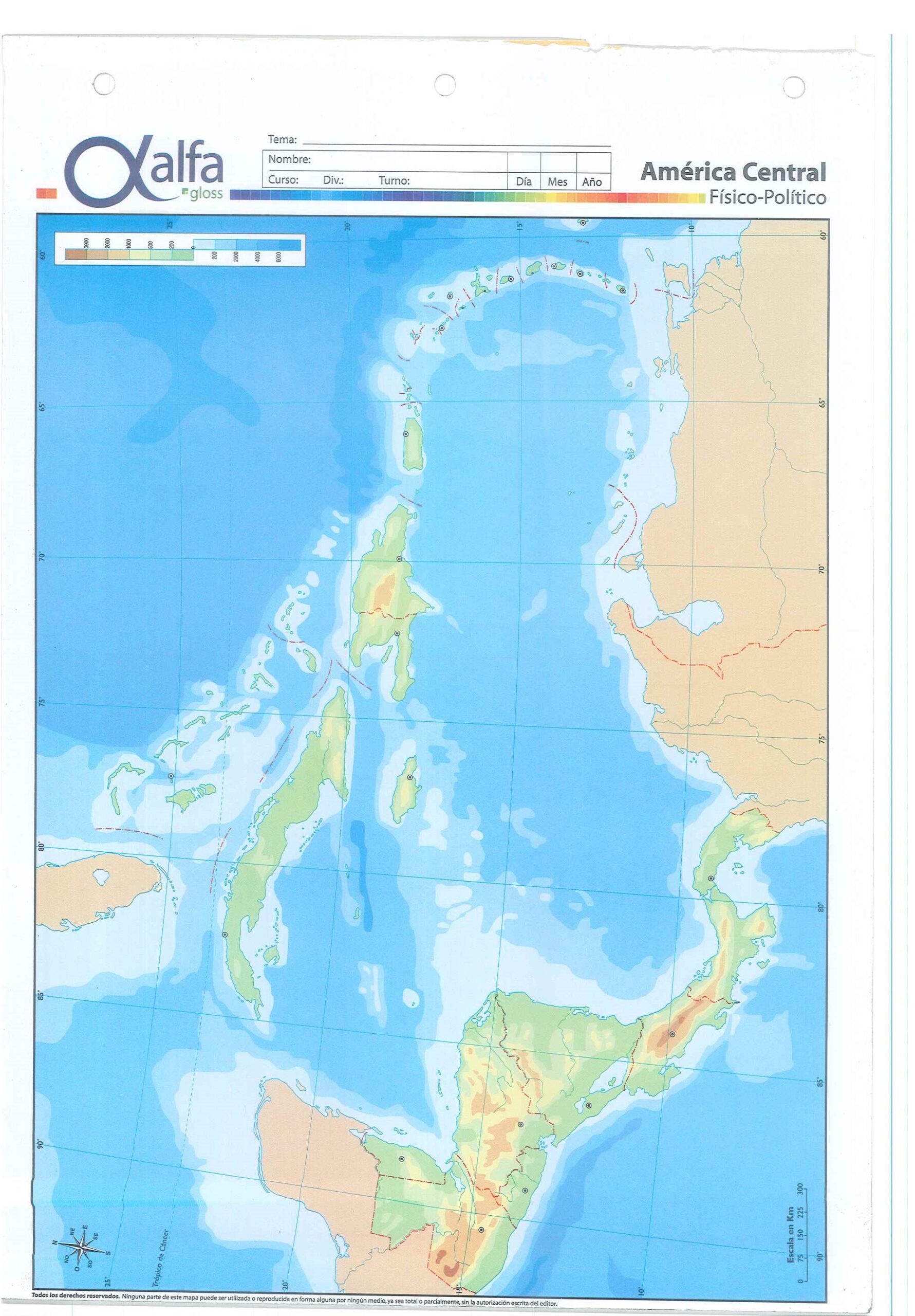 Mapa N5 De America Central- Fisico Politico – Casa de Andres